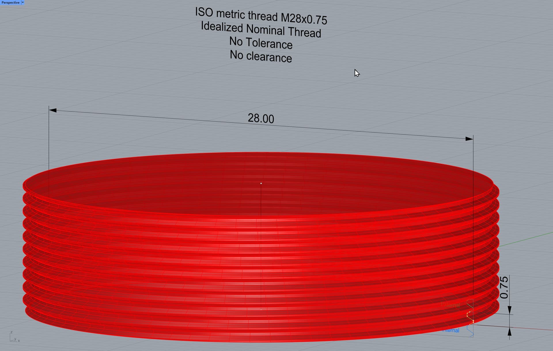 Drawing M28 x 0.75 thread - Rhino - McNeel Forum