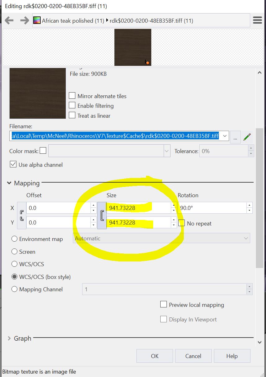 Material Mapping Size Automatically Changes - Rendering - McNeel Forum