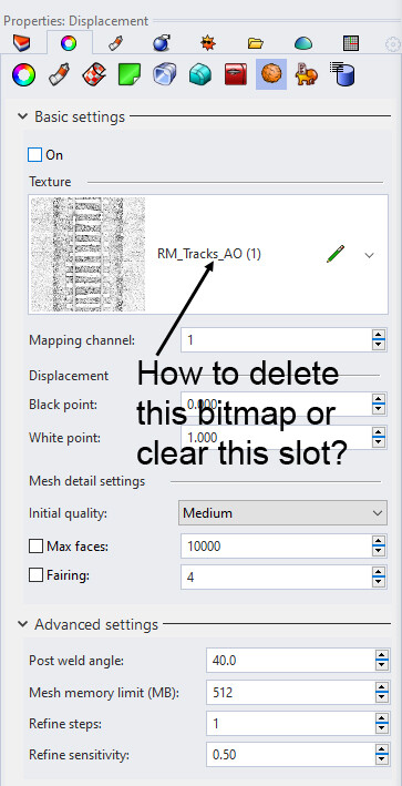 How to clear displacement bitmap - Rhino for Windows - McNeel Forum