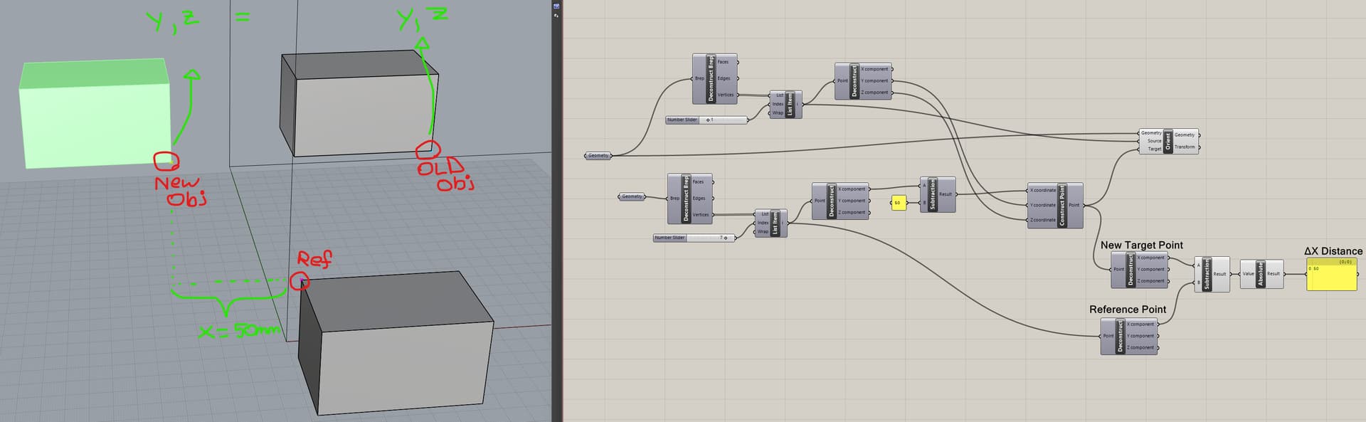 How to move object a precise distance on selected axis from ref object? - Rhino - McNeel Forum