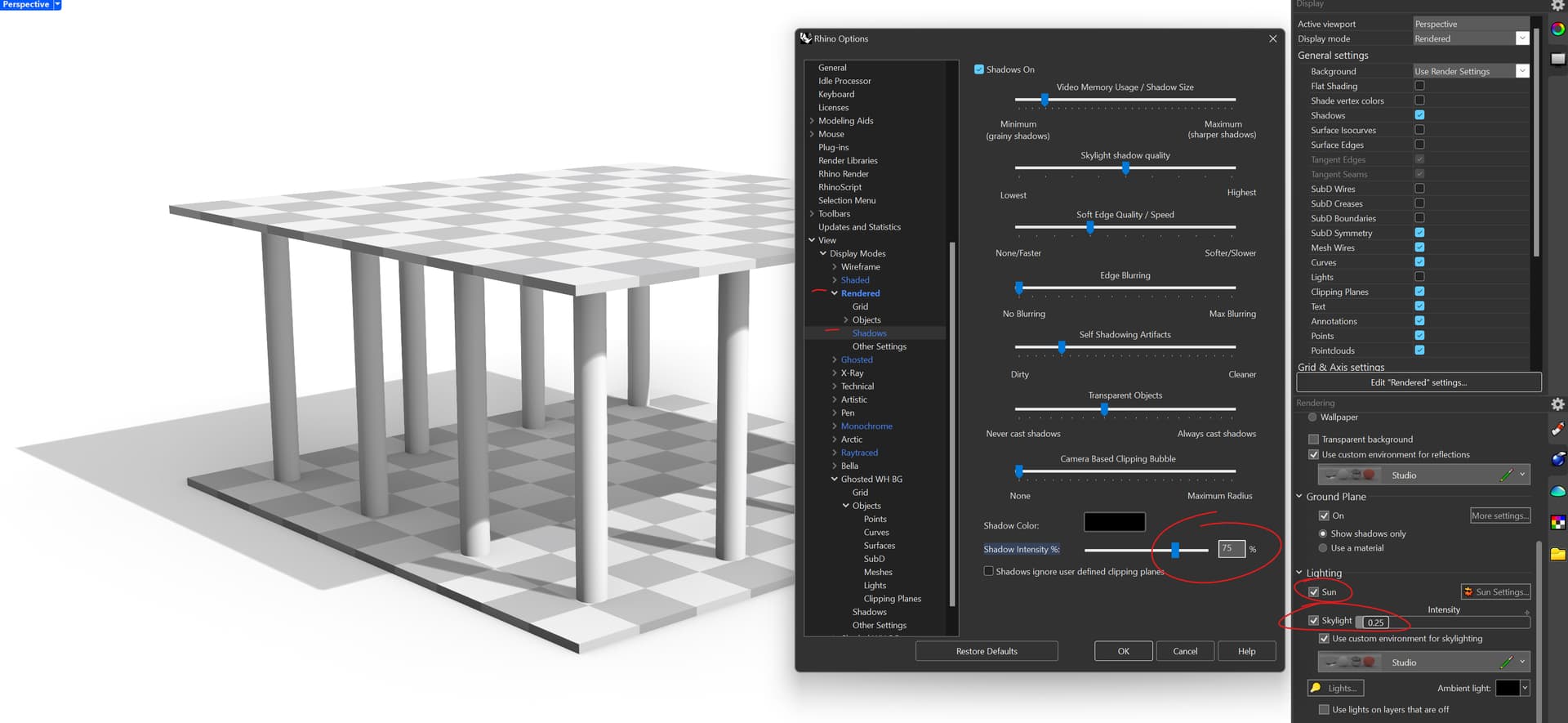 Shadows make objects look "sunken" in to the ground plane - Rendering - McNeel Forum