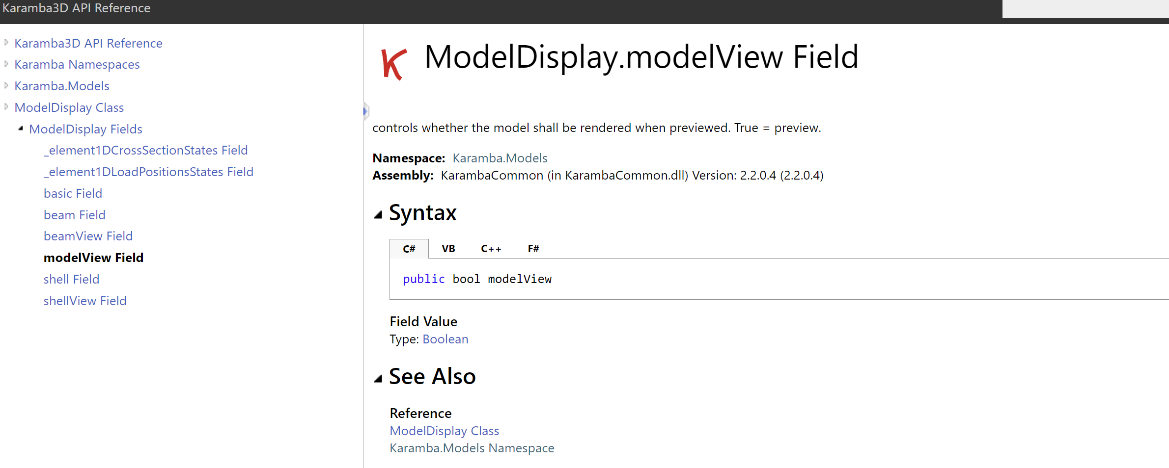Karamba modelView field doesn't exist - Karamba3D - McNeel Forum