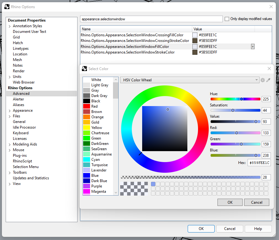 Selection window is not transparent - Rhino for Windows - McNeel Forum