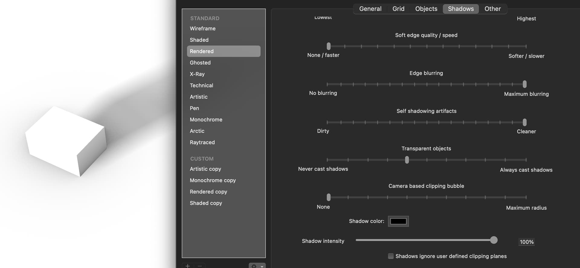 Changing shadow settings does nothing - Rendering - McNeel Forum