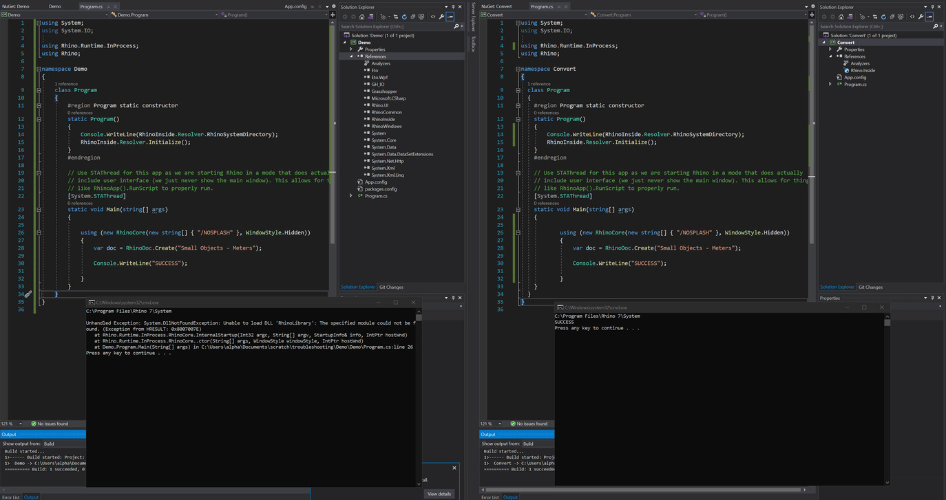 Unable to load DLL 'RhinoLibrary' - Rhino.Inside - McNeel Forum