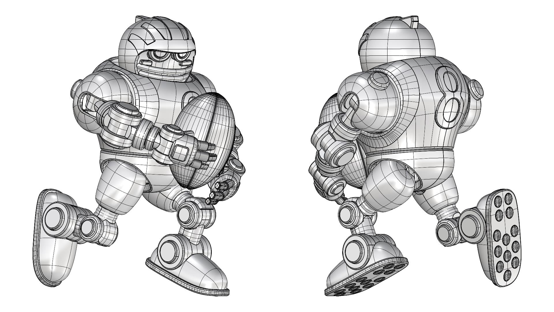 Rugby Robot Toy, along with the completed models and 3D prints ...