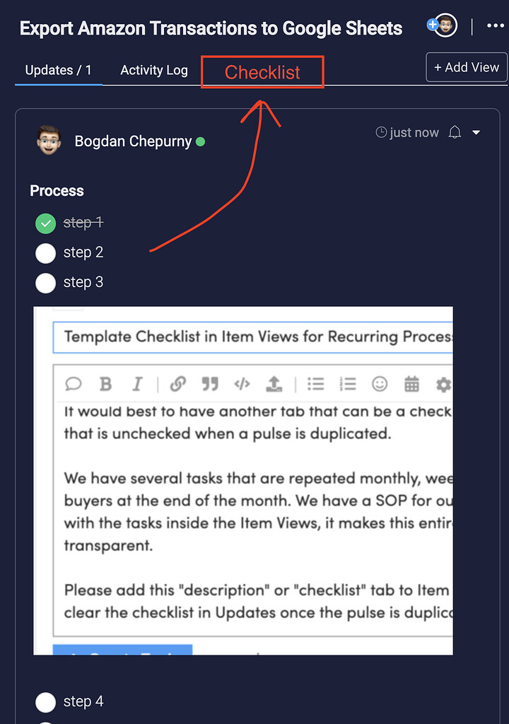Template Checklist in Item Views for Recurring Process - Feature ...