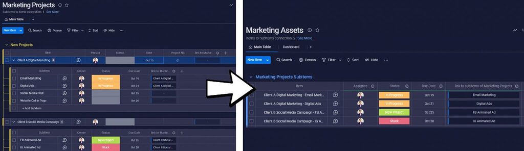 How to filter by subitems and to use them in different boards - Special workflows & use cases ...
