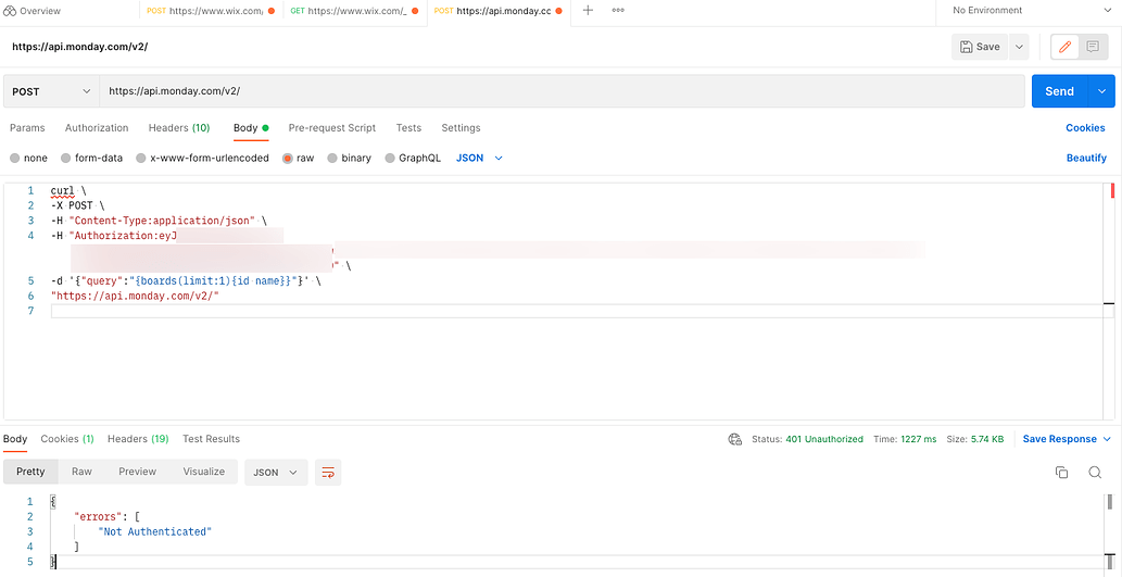 Not Authenticated Error Monday Apps And Developers Monday Community Forum