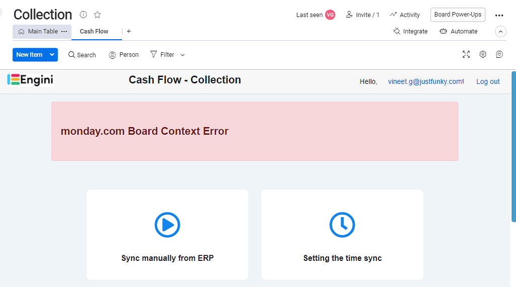 Monday.com Board Context Error while using Cash Flow - Collection app ...