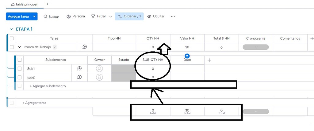 Total in Sub Element - Platform discussions - monday Community Forum