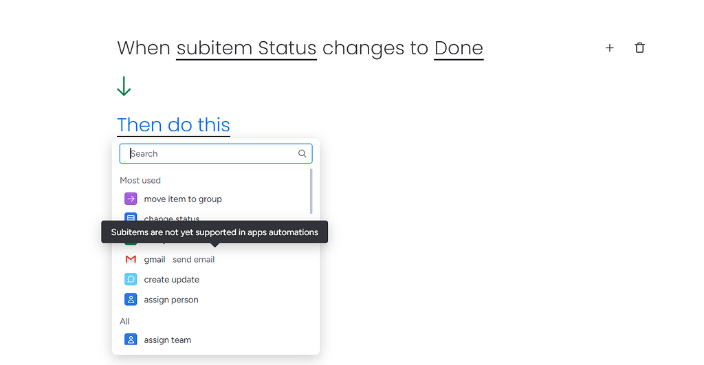 Subitem Status Updates Are Unsupported In Apps Automations Feature Requests Monday Community