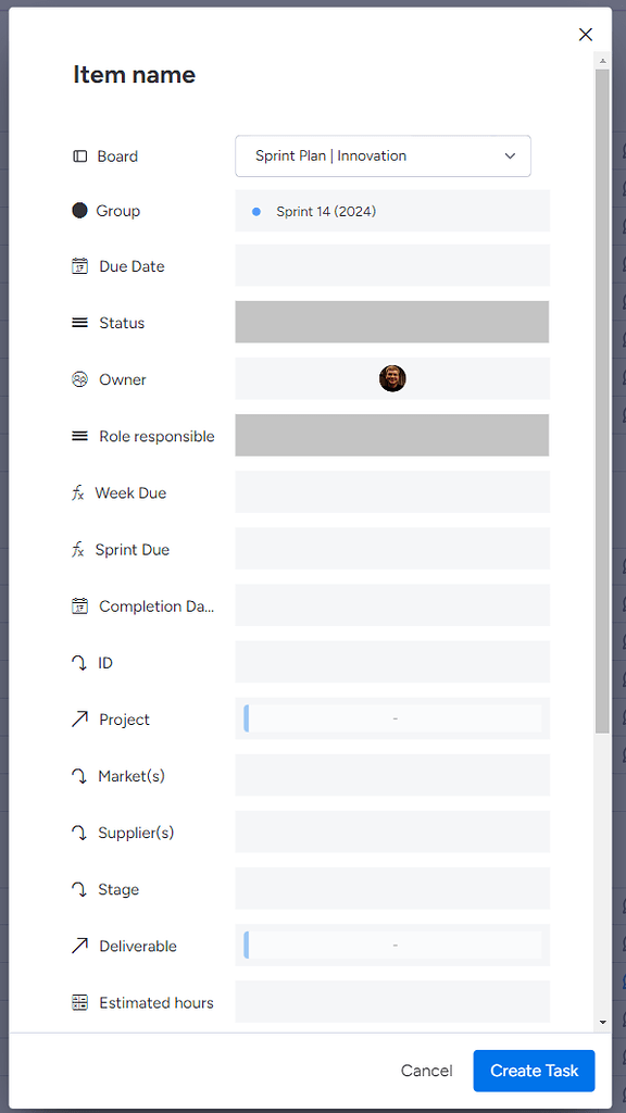 'Create new item' modal window for boards - Feature requests - monday Community Forum