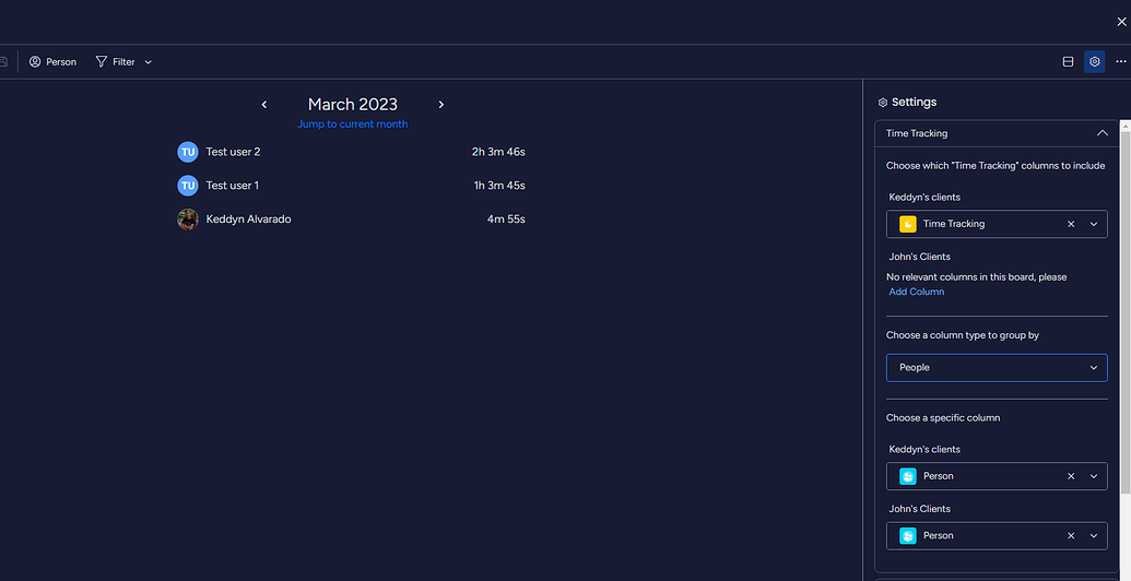 Time Tracking Widget not displaying data if People column selected ...