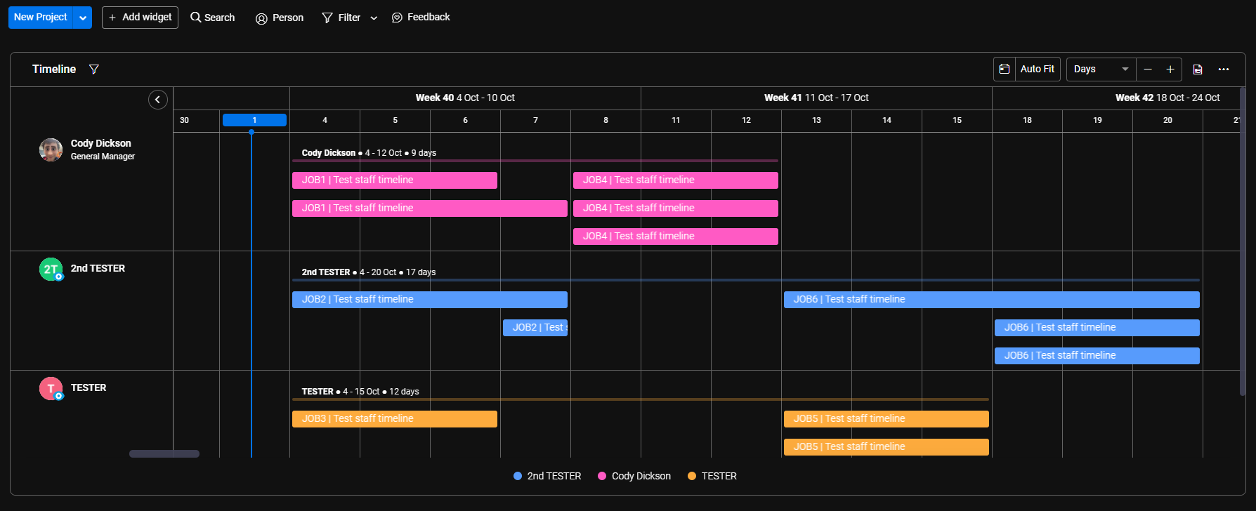 See multiple people's dates for a job in timeline view - Platform ...