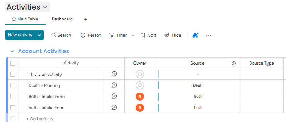 Assigning activity source type in Activities board in CRM - Platform ...