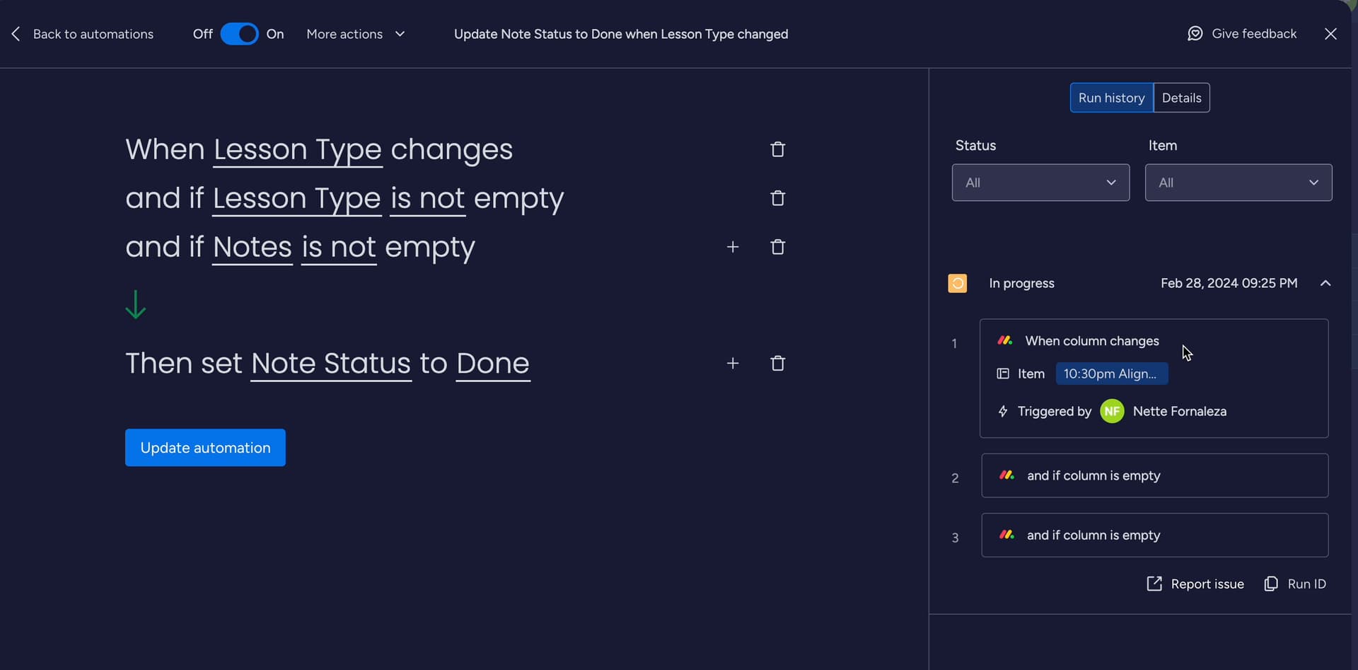 Automation That Includes Column With Monday Doc And Dropdown Is Not Working Properly Monday Apps