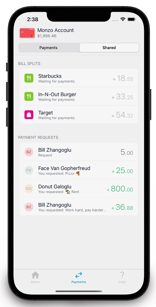 Small improvement to help track payment requests and bill splits ...