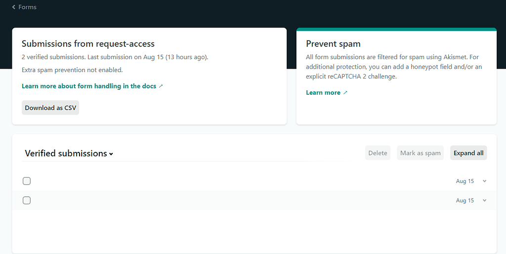 The emails are not being shown in the forms - Support - Netlify Support Forums