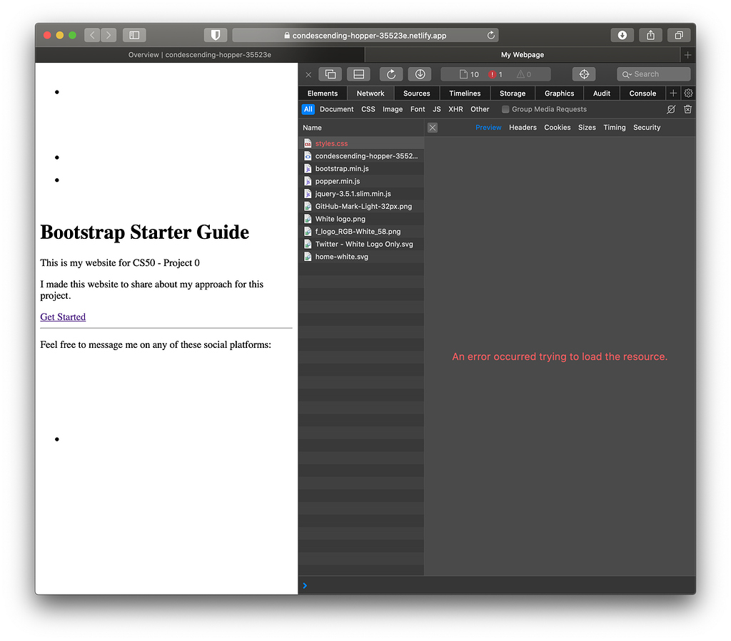 "An error occurred trying to load the resource" error for minified ...