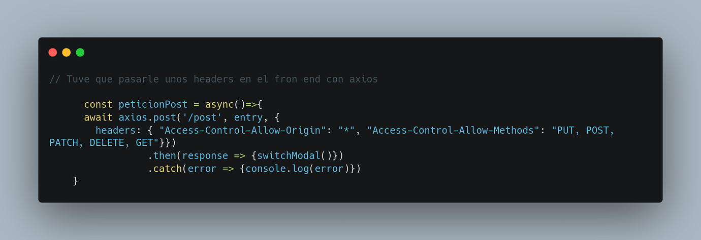 Error with Axios: Response to preflight request doesn't pass access control check: Redirect is ...