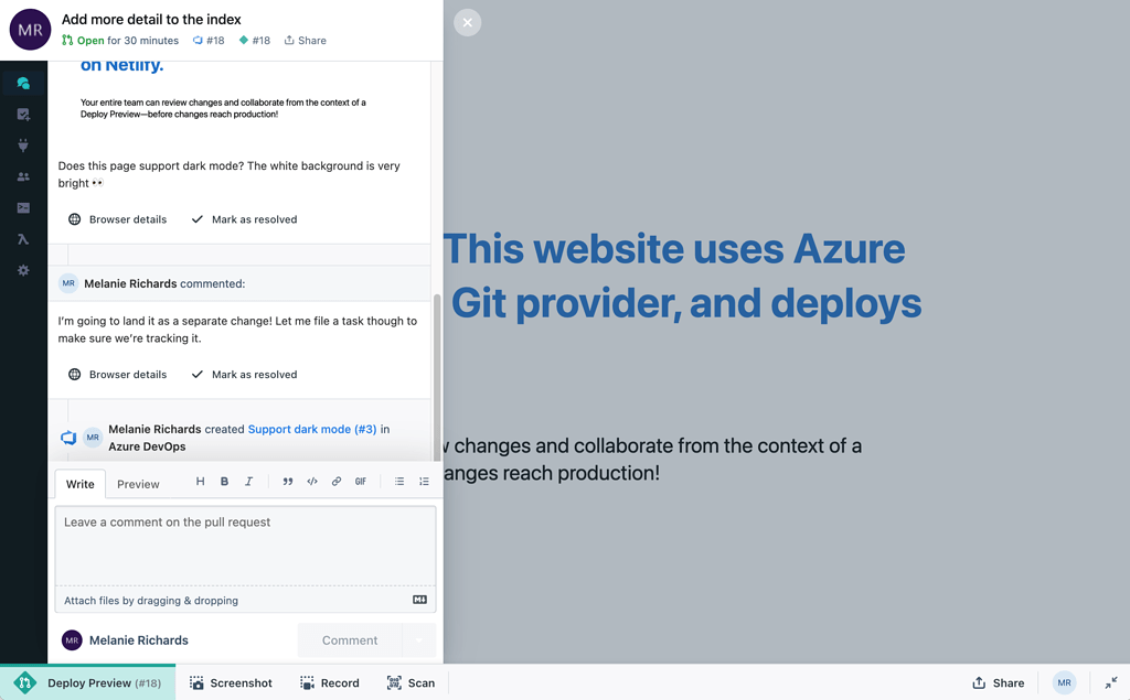 Collaborative Deploy Previews Now Supported On Sites Connected To Azure Devops Repos Updates 