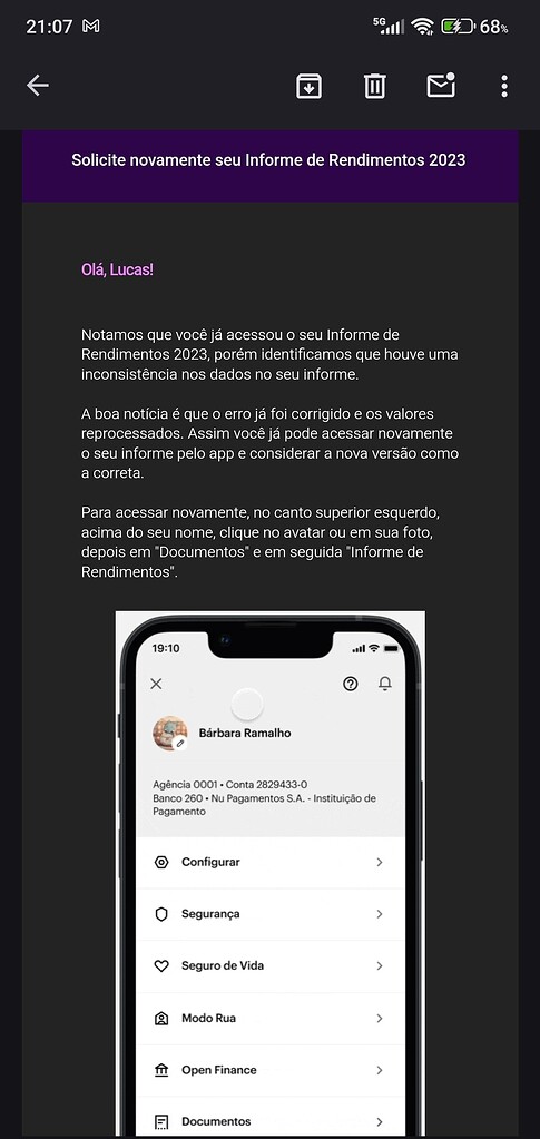 AVISO! - Nubank pede para baixar o Informe ! - by lucas - Imposto de Renda - NuCommunity