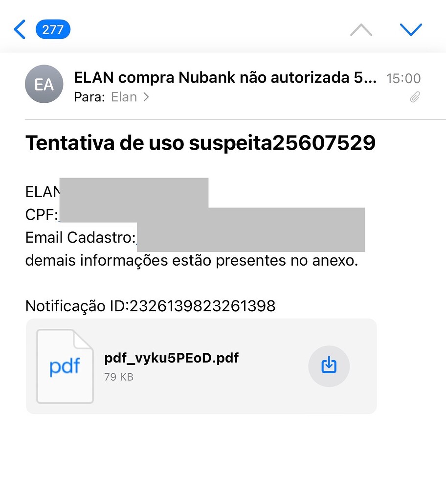 Tentativa de golpe por e-mail agora - Conta do Nubank - NuCommunity