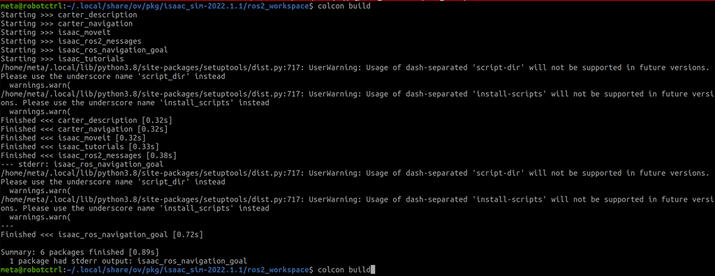 Colcon Build Of Ros2 Workspace Results In Stderr Isaac Ros Navigation Goal Isaac Sim Nvidia