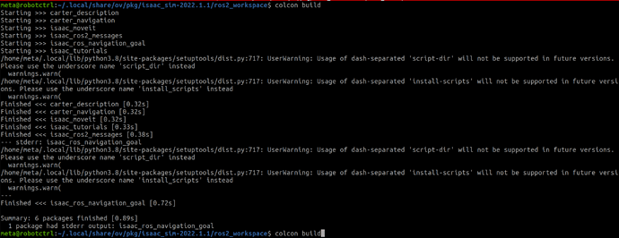 Colcon build of ros2_workspace results in stderr: isaac_ros_navigation ...