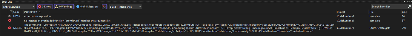 Atomicadd Showing Error No Instance Of Overloaded Function Atomicadd Mathes The Argument