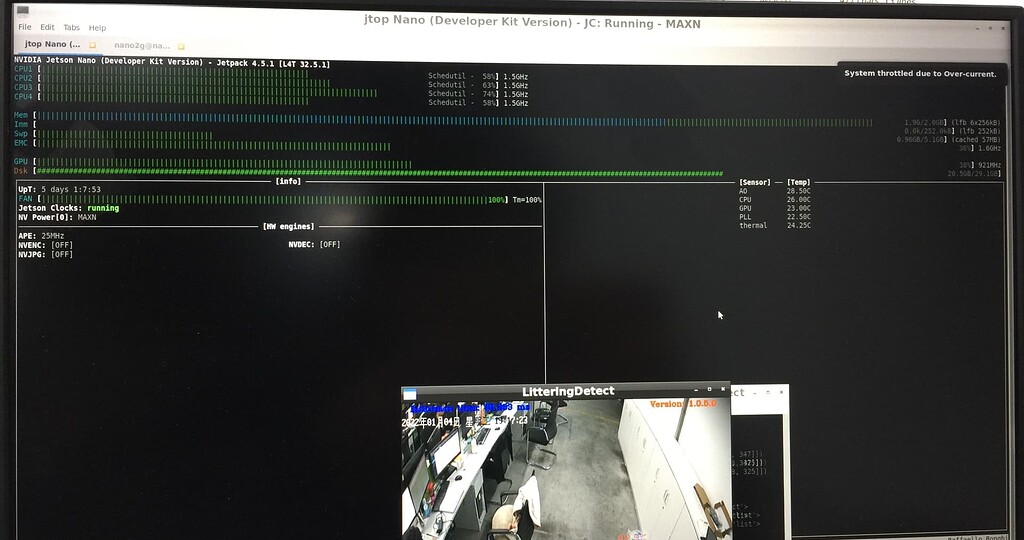 Run yolov4-tiny, it appears the error message “System throttling due to over-current” - Jetson ...