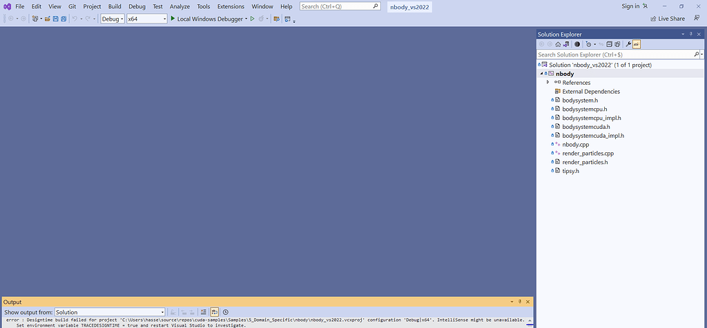 While testing cuda 11.7 installation:tracedesigntime, intellisense ...