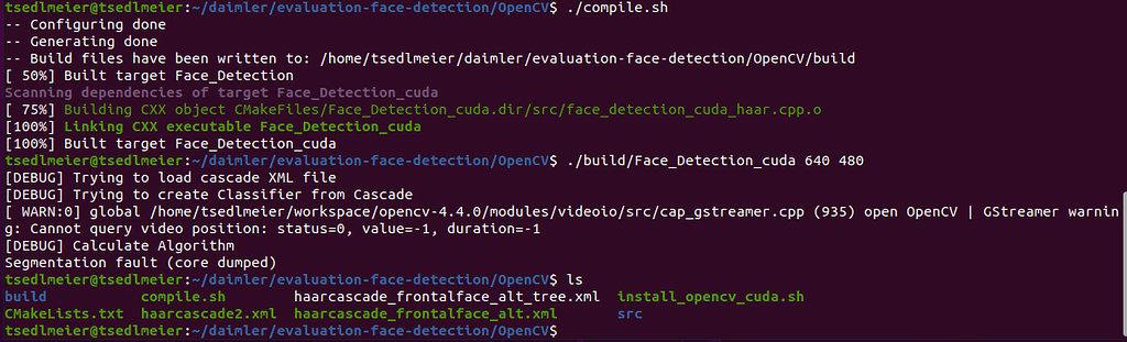HAAR CascadeClassifier within OpenCV (Cuda) gives Segmentation fault - Jetson TX2 - NVIDIA ...