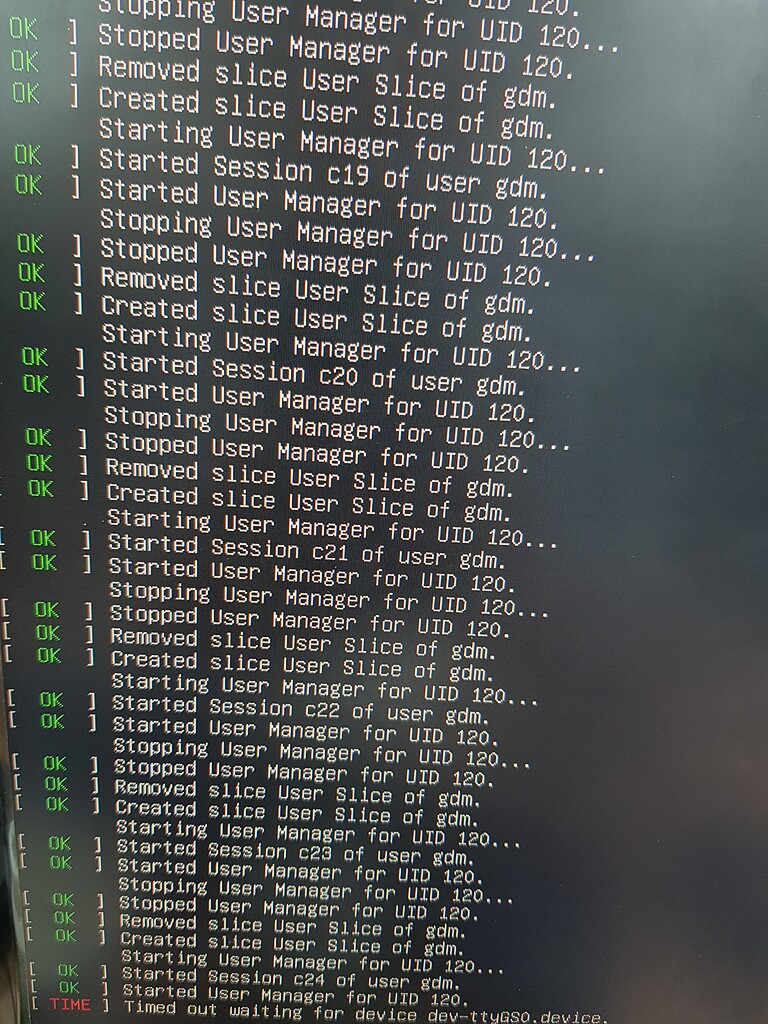 HDMI keep blinking with "Started User Manager for UID 120" message ...