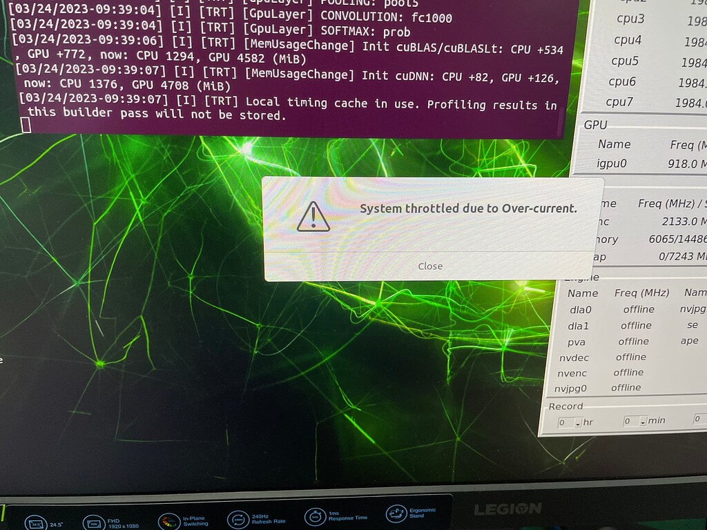 System throttled due to Over-current on Orin NX - Jetson Orin NX - NVIDIA Developer Forums