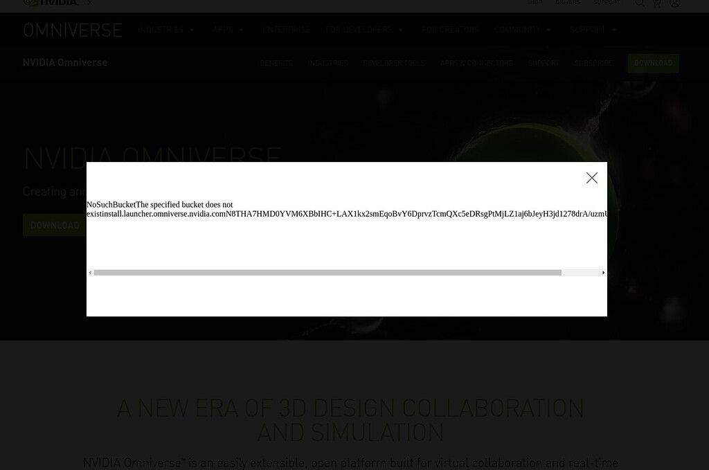 Omniverse Launcher download URL Error - Launcher - NVIDIA Developer Forums