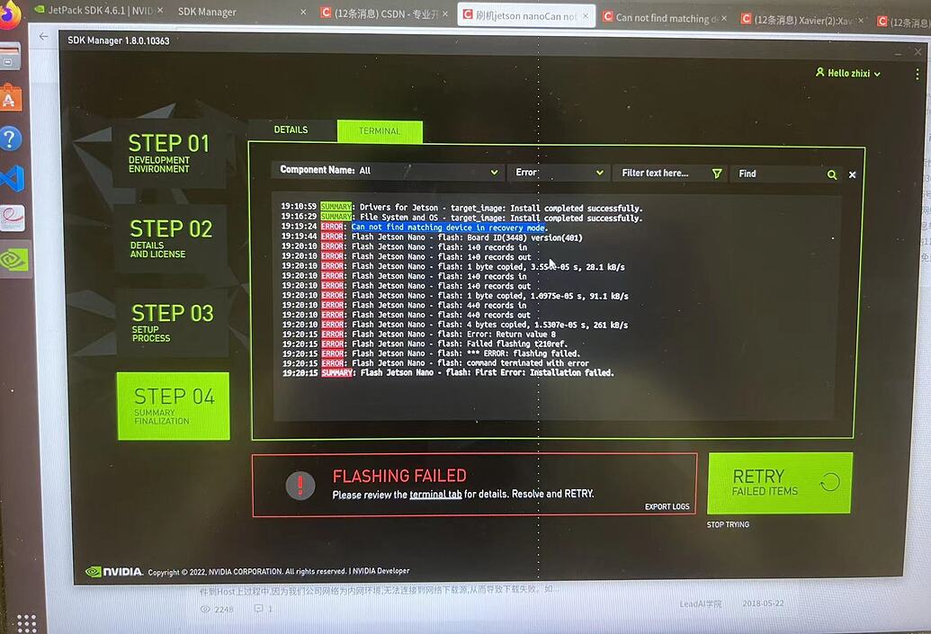 Jetson nano Developer Kit 刷机报错Can not find matching device in recovery mode - Jetson Nano ...