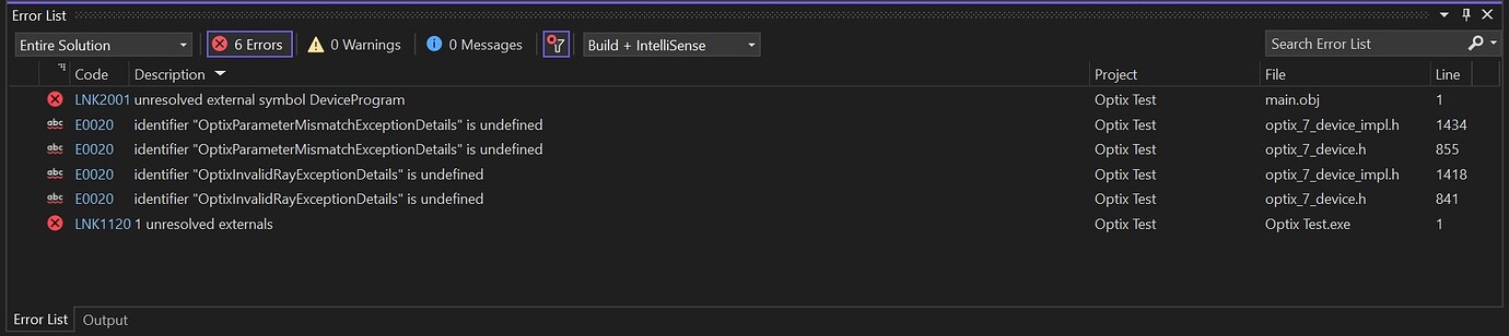 Optix linker error LNK2001 unresolved external symbol - OptiX - NVIDIA ...