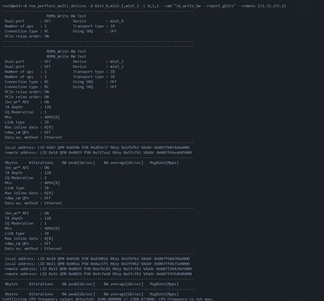 DGX A100, when 8 IB network cards use ib_write_bw to test the bandwidth ...