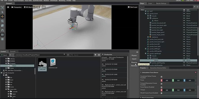 Articulation force torque sensor reading is zero - Isaac Sim - NVIDIA Developer Forums