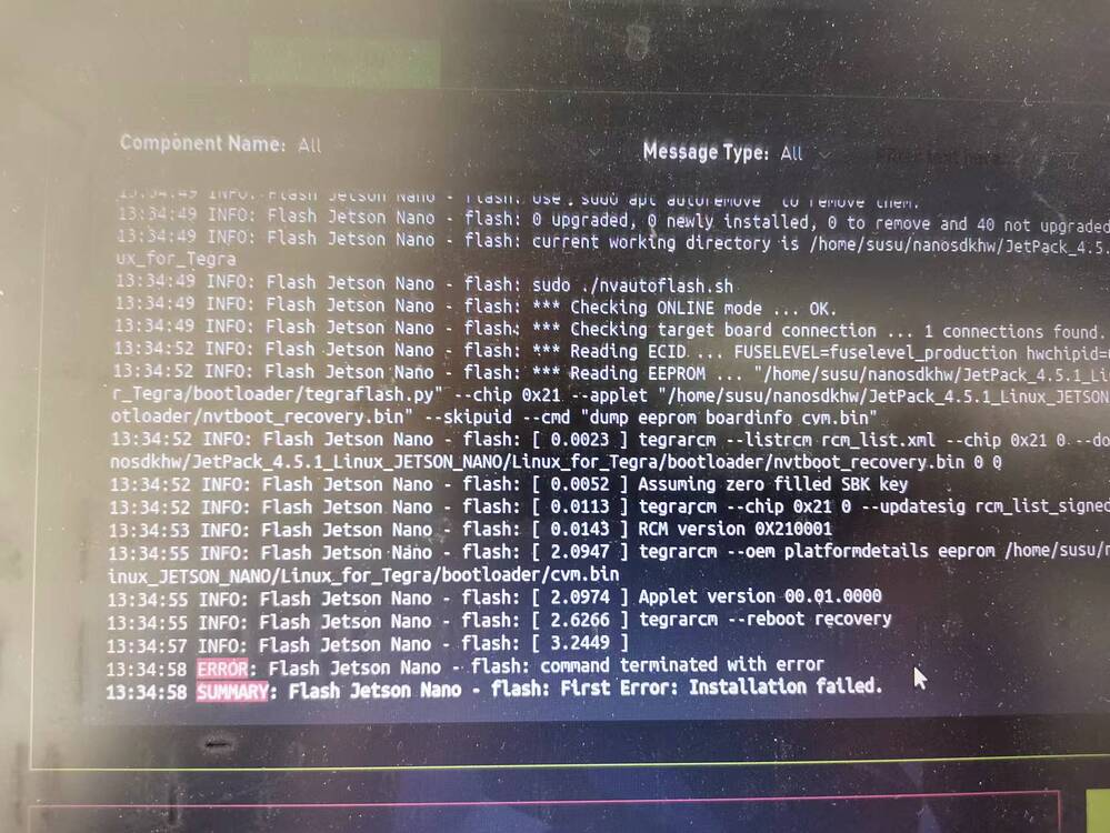 Jetson nano flash:command terminated with error - Jetson Nano - NVIDIA Developer Forums