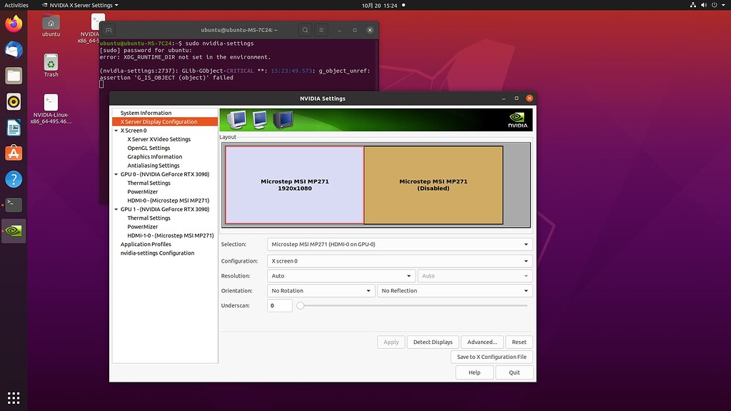 ubuntu20.04.5，Two graphics cards display，After booting up, the screen only has the mouse ...