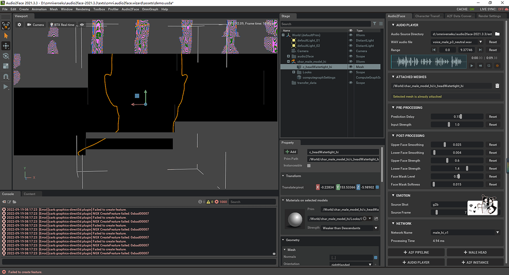 An Error Occurred While Rendering With Rtx Real Time For Review Audio2face Closed Nvidia