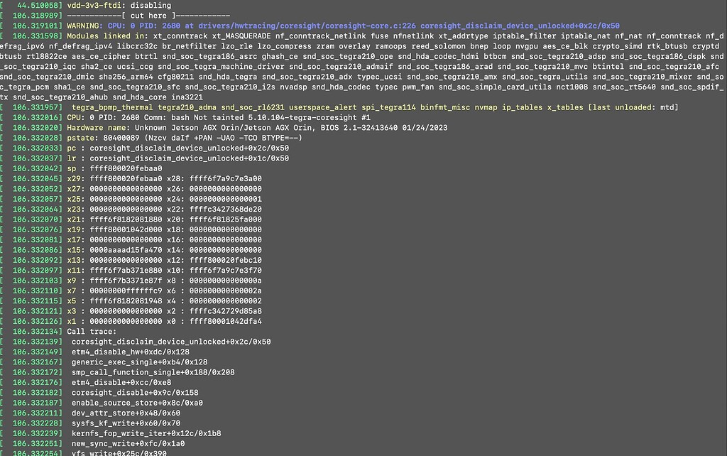 AGX Orin Development Kit Coresight Issue - Jetson AGX Orin - NVIDIA Developer Forums