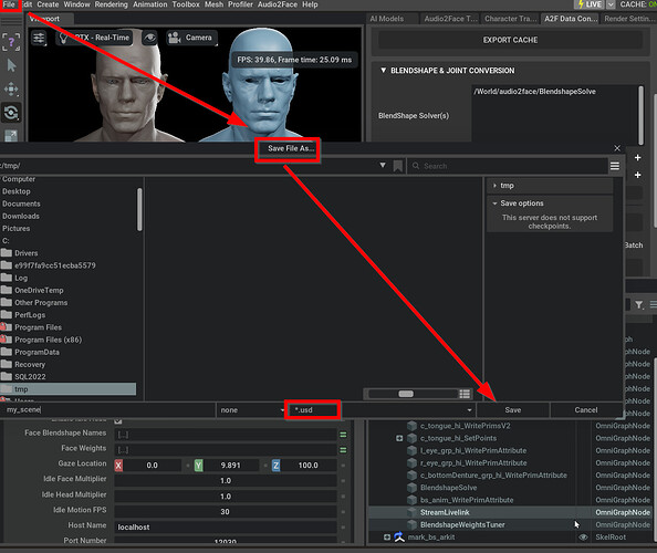 Audio2Face 2023.2.0 Error - [StreamLivelink] the BLENDSHAPE NAMES input is empty - Audio2Face ...