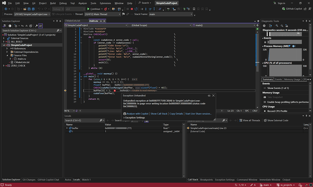 Why Does Access Cudamallocmanaged Memory Throw Exception Cuda Programming And Performance
