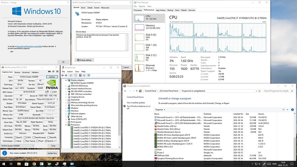 HP EliteBook 8770w after Win10 update Quadro K3000M Code 43 error - Drivers - Linux, Windows ...