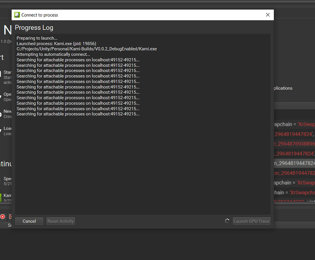 Nsight Graphics Gpu Trace Profiler Cannot Connect To Unity Builds Nsight Graphics Nvidia