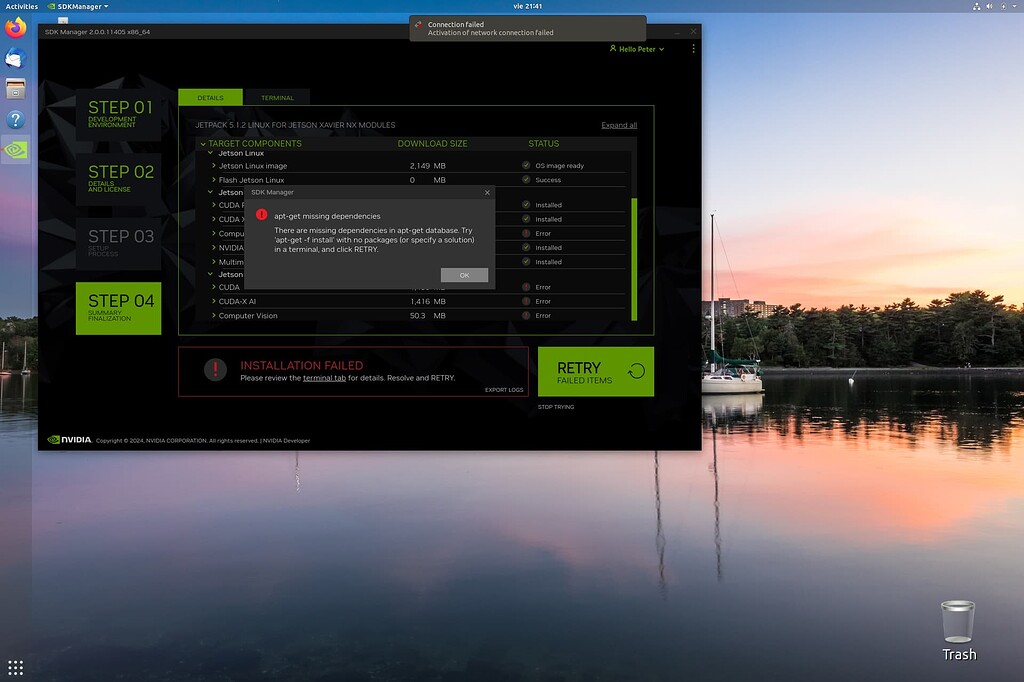 Installing Jetpack On Jetson Xavier Nx Via Sdk Manager Always Fails Jetson Xavier Nx Nvidia 